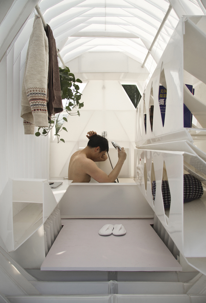 This is the inside of a Tricycle House, a design aimed to make "single ...